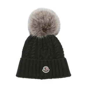 Moncler Logo Beanie With Pom-pon - Green
