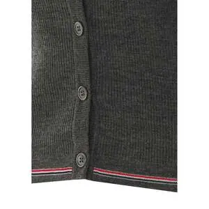 Thom Browne Merino Wool Rib Stitch Cardigan With Contrast Piping