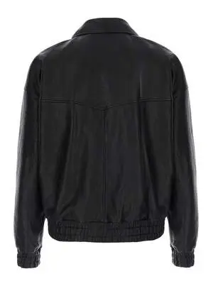 Saint Laurent Black Jacket With Classic Collar And Zip Closure On The Front In Leather For