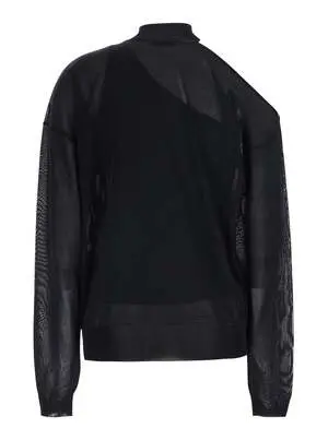 Fendi Sheer Turtleneck Top With Shoulder Cut-out And Matching Inner Top - Multicolor