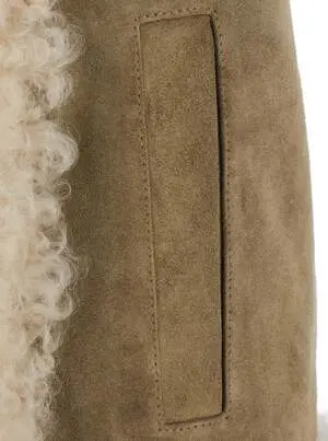 Etro Beige Shearling Vest With Maxi Embroidery - Multicolor