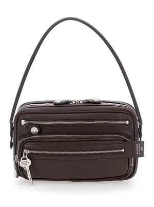 Acne Studios Shoulder Bag With Logo Plate On The Front In Brown Leather For - Multicolor