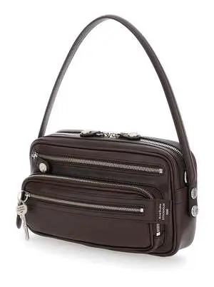 Acne Studios Shoulder Bag With Logo Plate On The Front In Brown Leather For - Multicolor