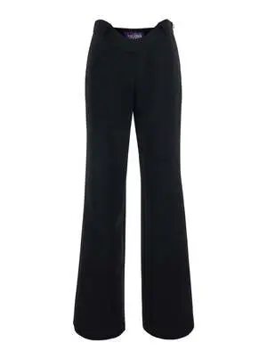JEAN PAUL GAULTIER Wavy Waist Pants In Black Tech Fabric For - Multicolor