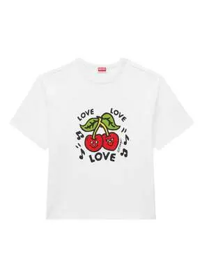 Kenzo Sounds" Embroidered Oversized Cotton T-shirt - White