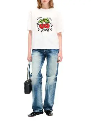 Kenzo Sounds" Embroidered Oversized Cotton T-shirt - White