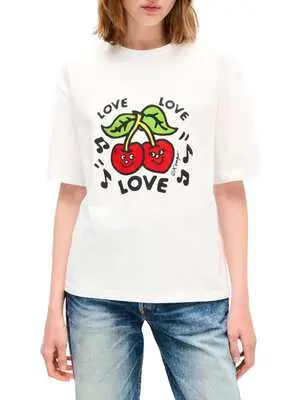 Kenzo Sounds" Embroidered Oversized Cotton T-shirt - White