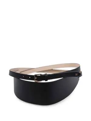 Max Mara Leather Belt With Logo Plaque - Black