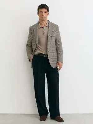 REISS Tuscan Wool-blend Houndstooth Single-breasted Blazer Classic-fit