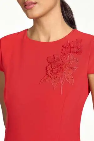 Sachin & Babi Remi Midi Dress With Floral Appliqués - Cardinal