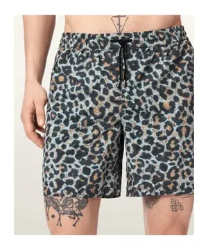 ALLSAINTS Silesia Leopard Print Slim Fit Swim Shorts - Clouded Grey