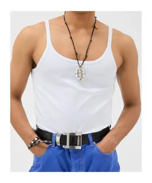 Versace Logo Embroidered Tank Top - White