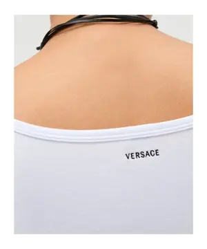 Versace Logo Embroidered Tank Top - White
