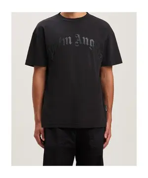 Palm Angels Curved Logo Printed Crewneck T-shirt