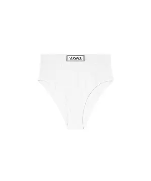 Versace High-waist Logo-waistband Briefs - White