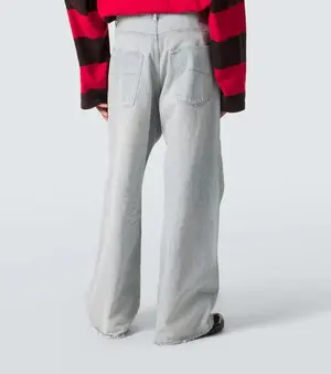 Balenciaga Leather-trimmed Wide-leg Jeans