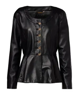 Chloé Peplum Leather Jacket With Baroque Buttons