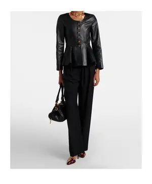 Chloé Peplum Leather Jacket With Baroque Buttons