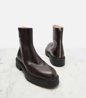 THE ROW Nobilis Leather Ankle Boots - Black