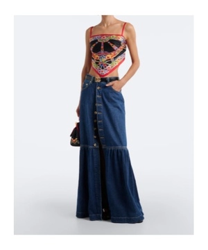 Dolce & Gabbana Denim Tiered Maxi Skirt