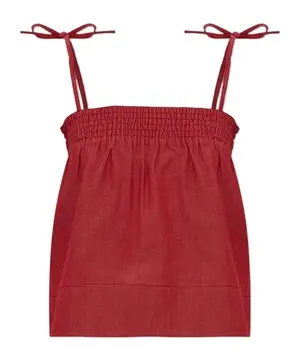 A.p.c. Smocked Square Neck Top With Slender Straps