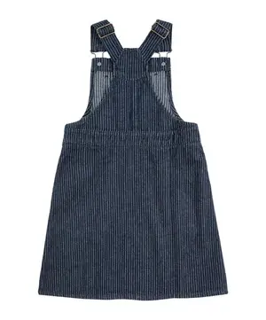 BOBO CHOSES Denim Pinafore Dress With Pinstripe And Embroidered Detail