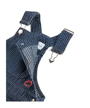 BOBO CHOSES Denim Pinafore Dress With Pinstripe And Embroidered Detail
