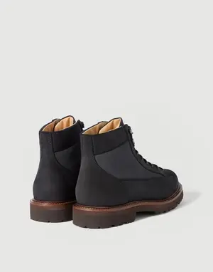 Brunello Cucinelli Suede And Techno Fabric Lace-up Boots
