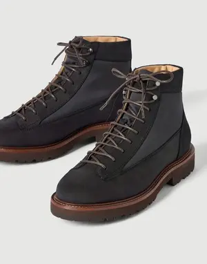 Brunello Cucinelli Suede And Techno Fabric Lace-up Boots