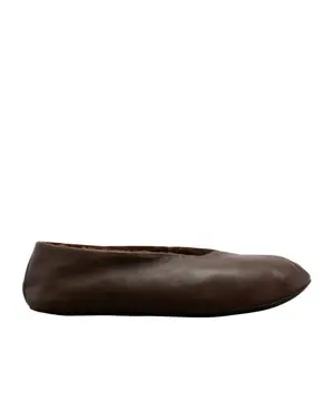 THE ROW Stella Shearling-trimmed Leather Ballet Flats - Brown
