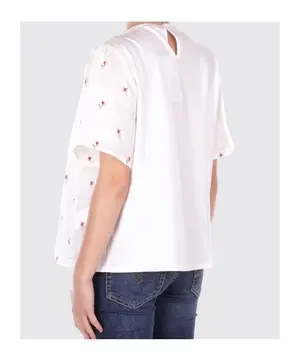 Max Mara Embroidered Short Sleeve Top - White