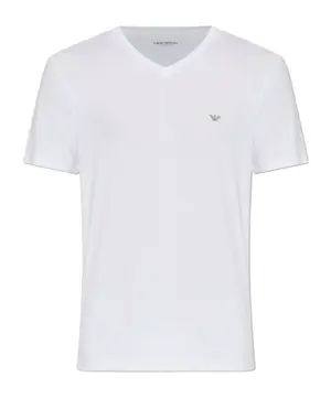 Emporio Armani V-neck Logo Undershirt - White