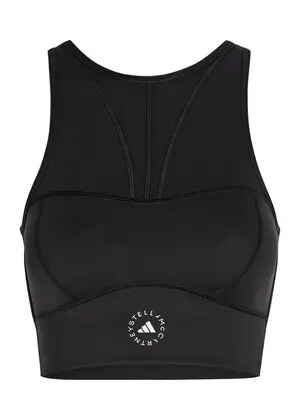 Stella McCartney Adidas X Training Logo Cropped Stretch-jersey Top - Black