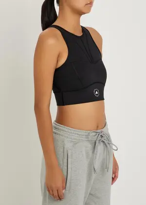 Stella McCartney Adidas X Training Logo Cropped Stretch-jersey Top