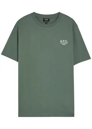 A.p.c. Rue Madame Logo-embroidered Cotton T-shirt - Green
