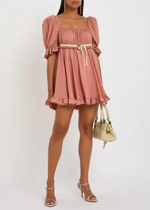 Chloé Gathered Silk-georgette Mini Dress