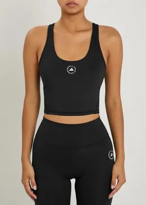 Stella McCartney Adidas X Logo-print Cropped Stretch-jersey Top