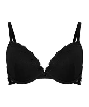 Emporio Armani Lace Trim Underwired Bra - Black