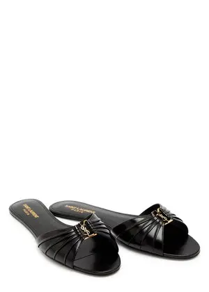 Saint Laurent Babylone Pleated Leather Sandals