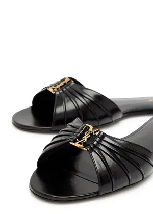 Saint Laurent Babylone Pleated Leather Sandals