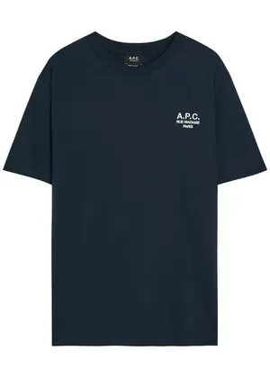 A.p.c. Rue Madame Logo-embroidered Cotton T-shirt - Navy
