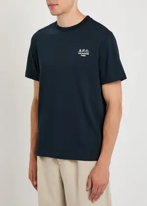A.p.c. Rue Madame Logo-embroidered Cotton T-shirt - Navy