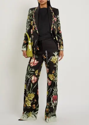 Alice + Olivia Dylan Floral-print Wide-leg Trousers