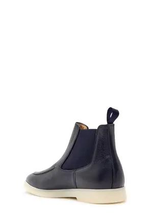 AURELIEN City Grained Leather Chelsea Boots - Navy