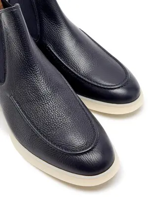 AURELIEN City Grained Leather Chelsea Boots - Navy