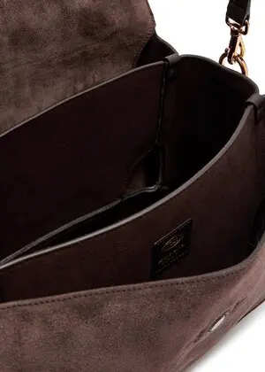 TOD'S Suede Shoulder Bag - Dark Brown
