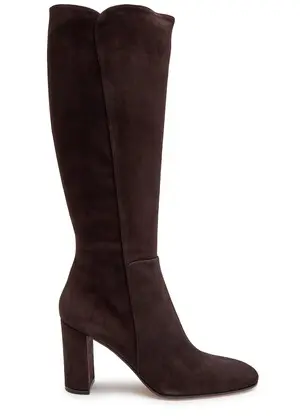 GIANVITO ROSSI Suede Knee-high Zip-up Block Heel Boots