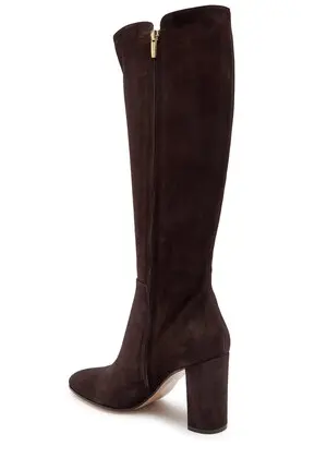 GIANVITO ROSSI Suede Knee-high Zip-up Block Heel Boots