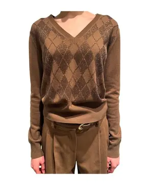 Max Mara Argyle-pattern Stud-embellished Sweater