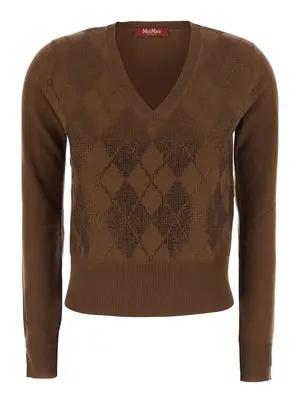Max Mara Argyle-pattern Stud-embellished Sweater - Chestnut